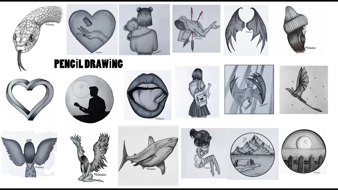 HOW TO DRAW PENCİL DRAWİNGS - ALL TOGETHER /ART DRAWİNG - YouTube