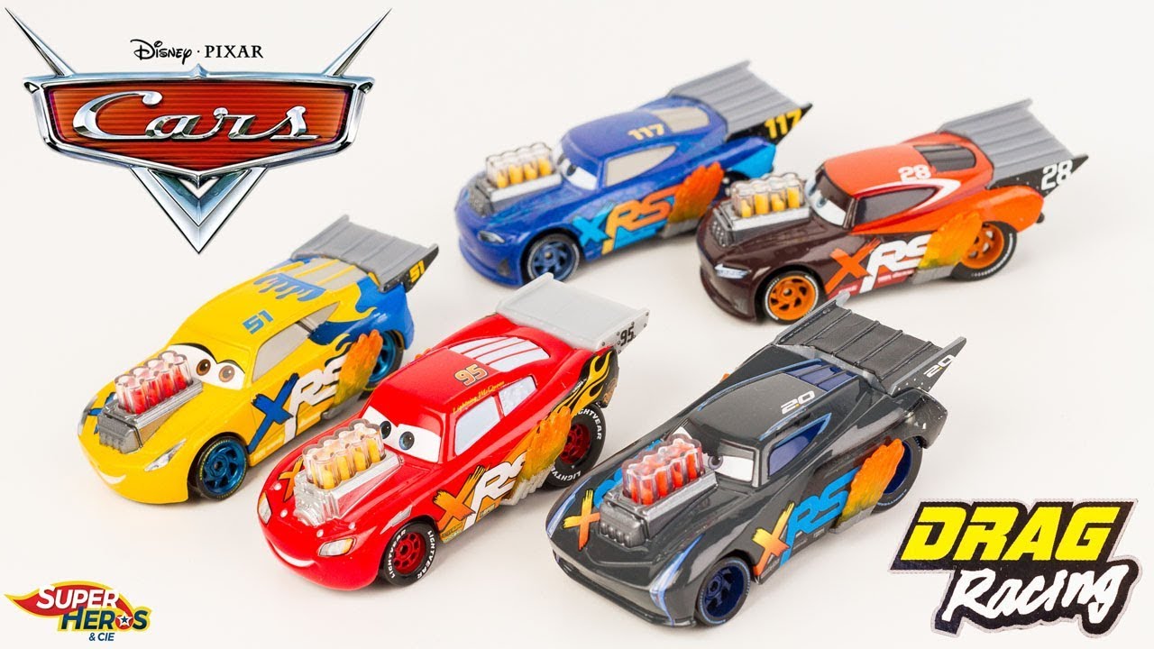 Disney Cars XRS Drag Racing 5 Voitures Dragster Flash McQueen Mattel ...