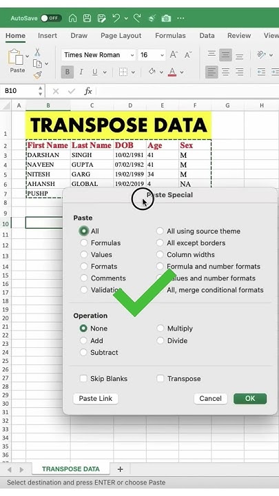 CHANGE THE COLUMN DATA INTO ROWS TRANSPOSE DATA 👉🤝..... - YouTube
