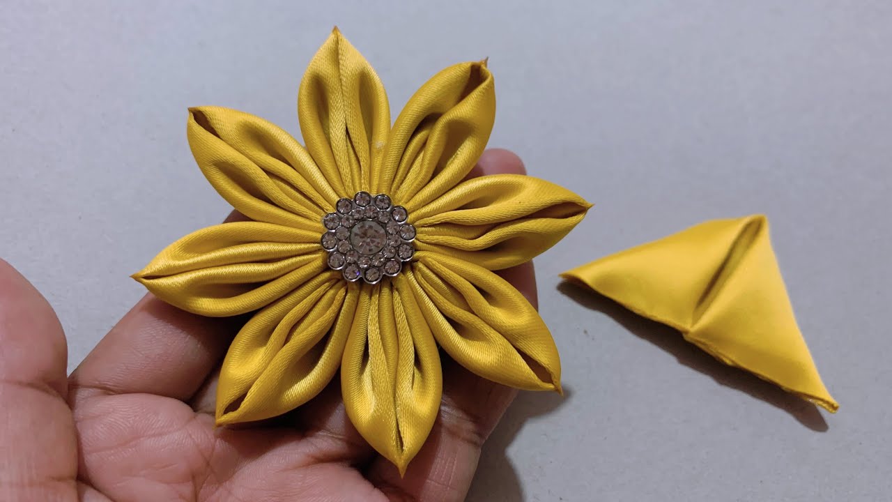 How To Make Fabric Flower | Hand Embroidery Design | Cloth Flower ...