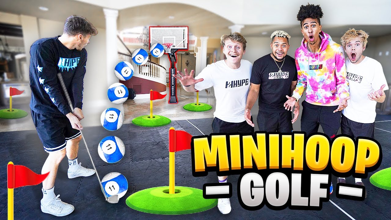 INSANE Indoor Mini-Golf TRICKSHOT Basketball In Mansion - YouTube