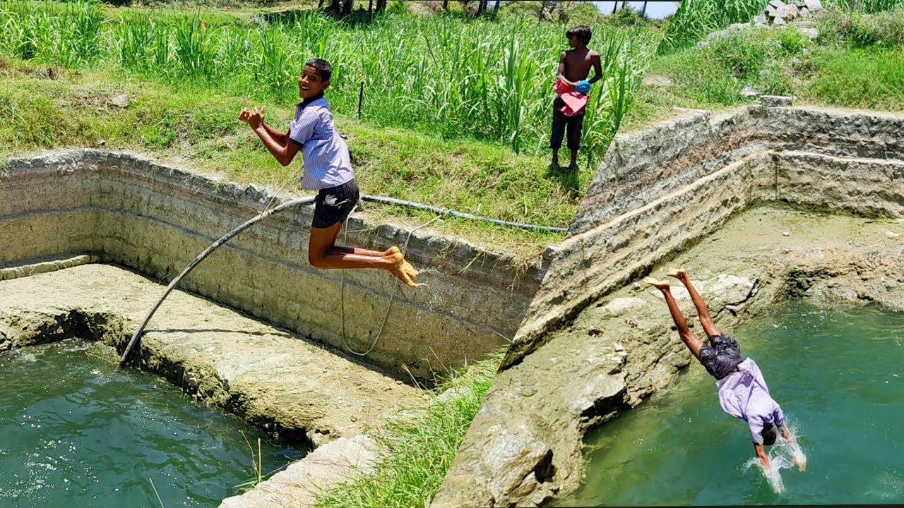 well swimming in village | well swimming video | swimming video - YouTube