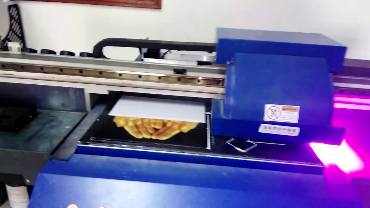 Ceramic gold color uv printing machine - YouTube