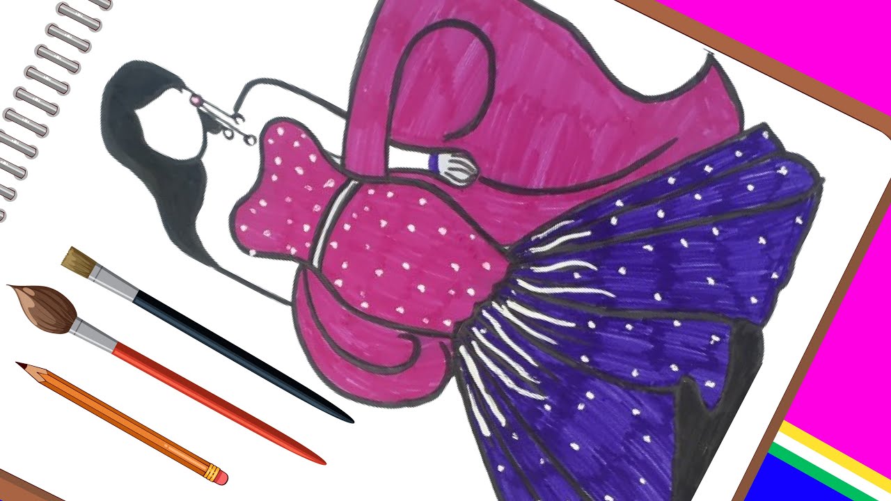 How to Draw a Beautiful Pink Party Dress Step By Step| Quiet Drawing ...