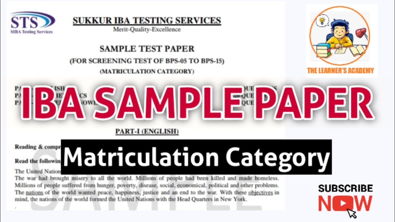 IBA Sample Paper Solved (Matriculation Category) - YouTube