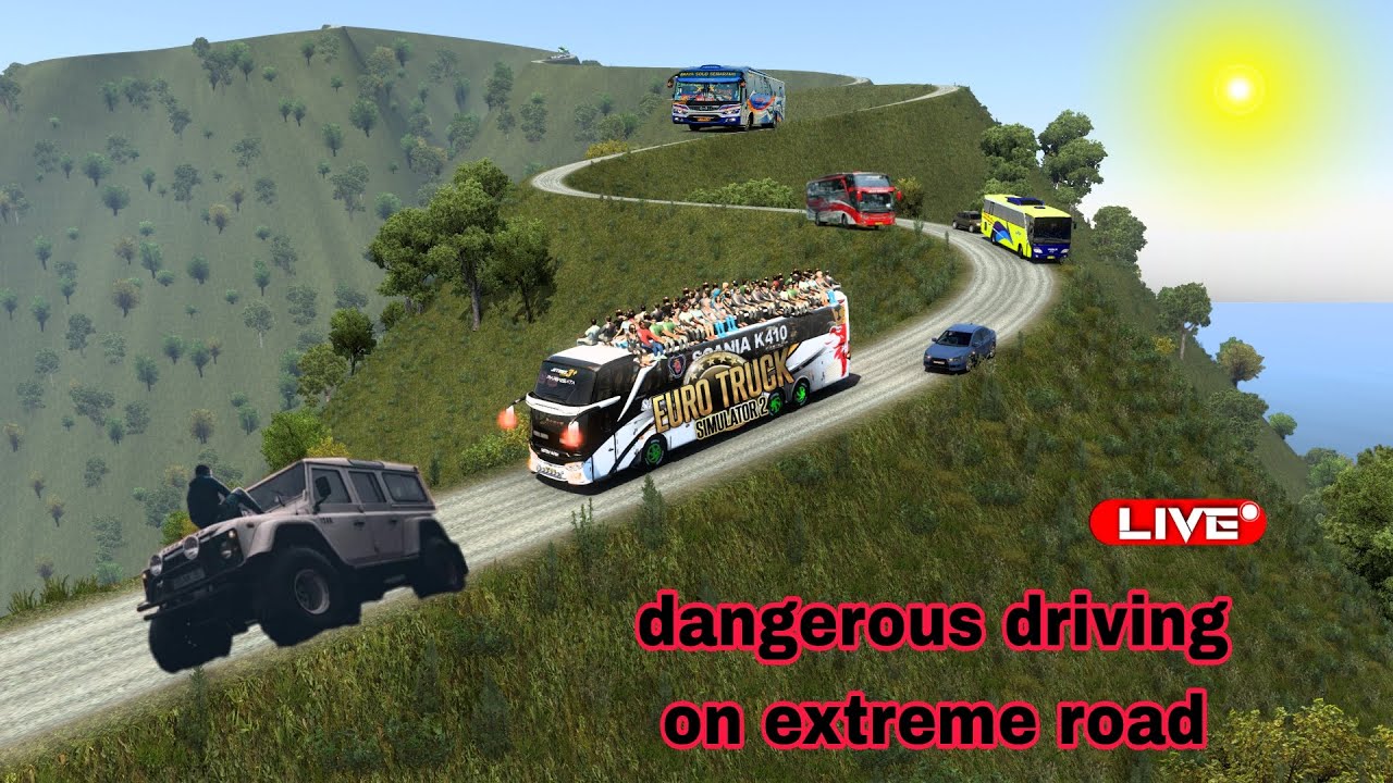 driving overload bus on extreme hills road #2 - YouTube