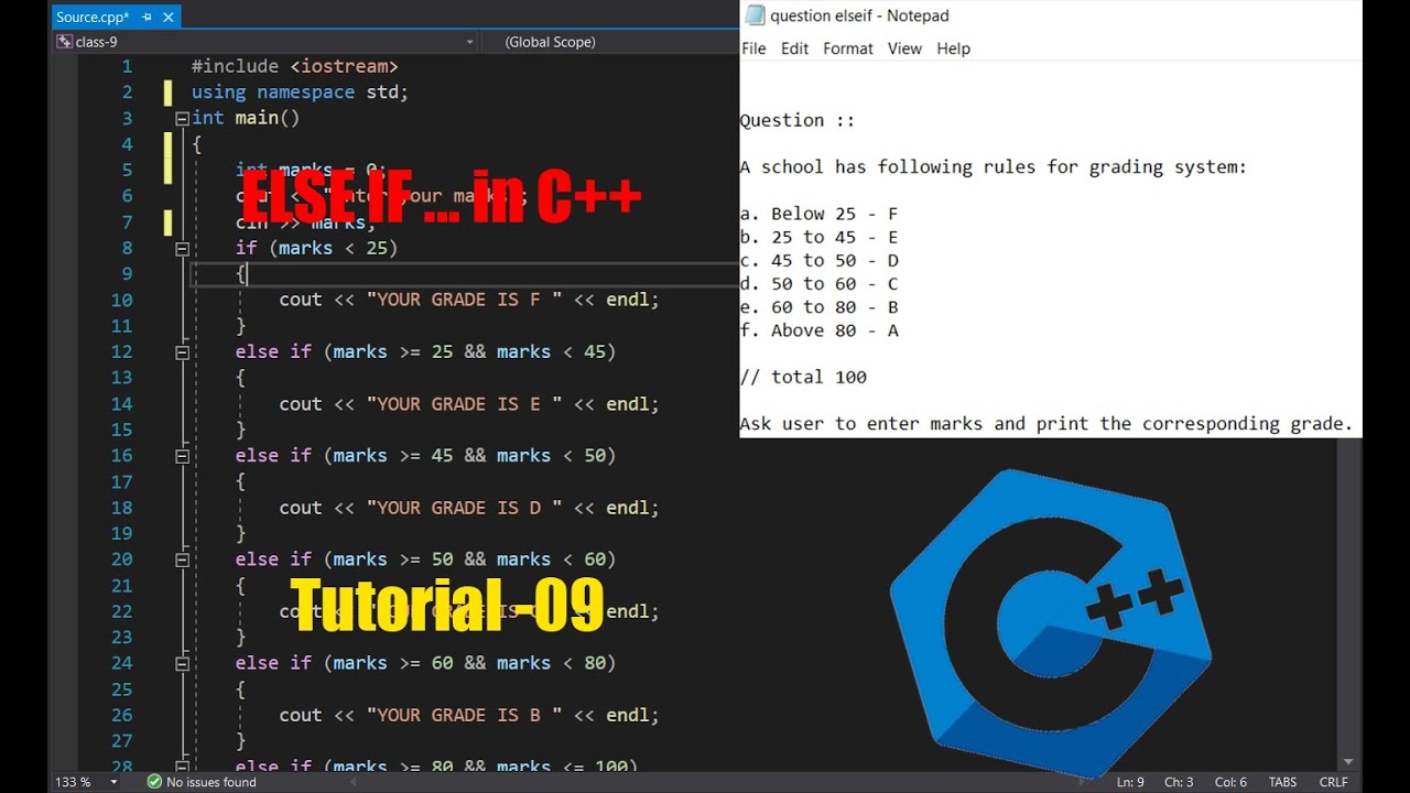 ELSE IF statement in C++ | Tutorial 09 | Practice Question of ELSE IF ...