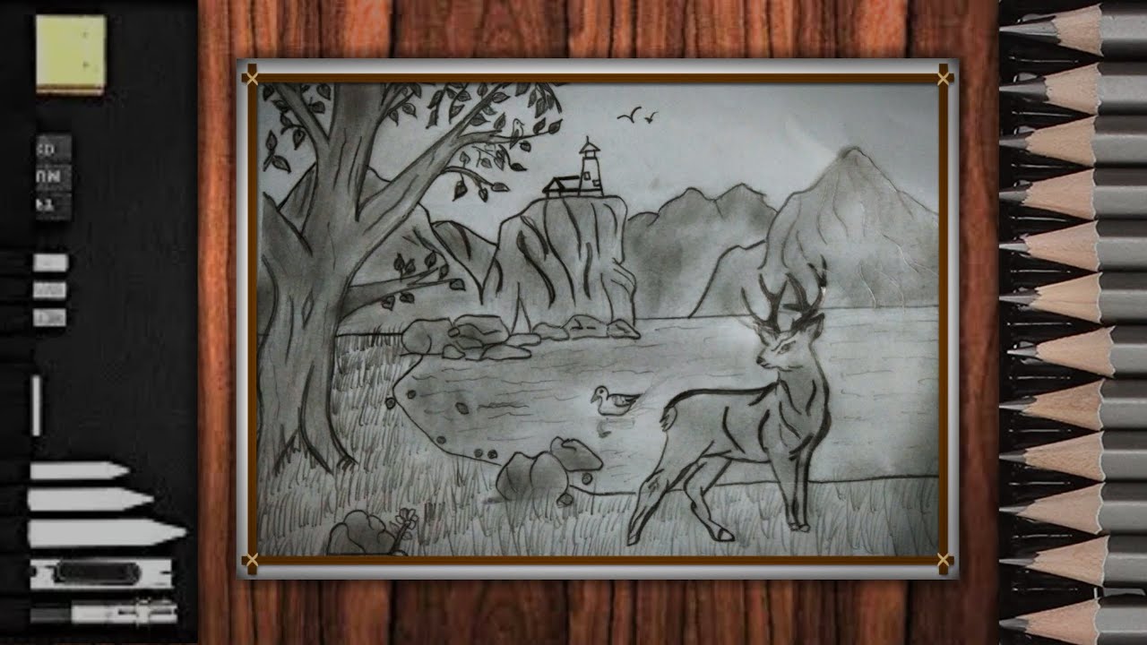 HOW TO MAKE A SKETCH OF NATURAL SCENERY | WITH SHADING BY EASIEST ...