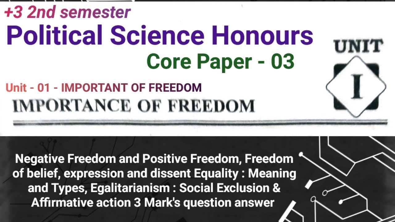 Political Science Honours || Core Paper 03 || Importance of Freedom 3 ...