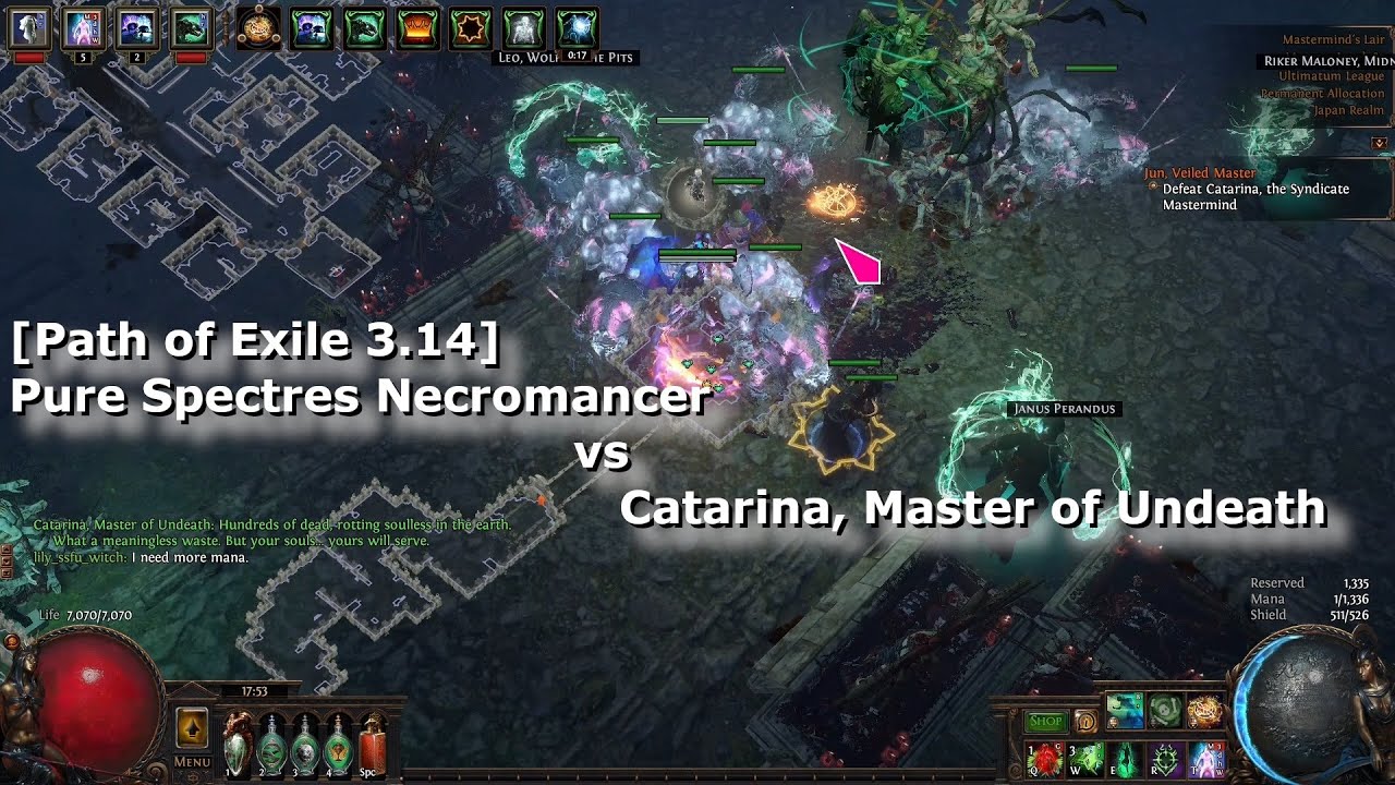 [Path of Exile 3.14] Pure Spectres Necromancer vs Catarina, Master of ...