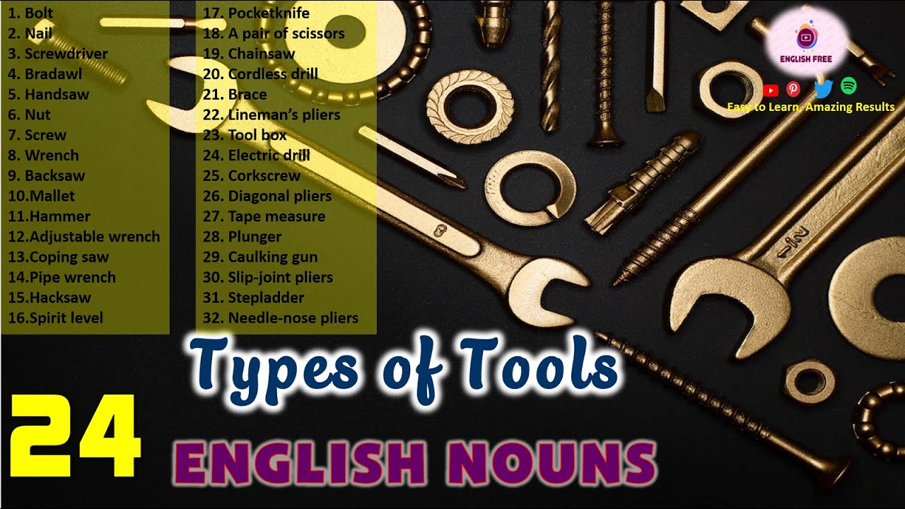 [21] ENGLISH NOUNS | Types of Tools - YouTube