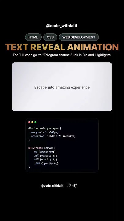 Text Reveal Animation Using Css🧑‍💻 Coding Programming Csstricks Cssanimation Js Html 