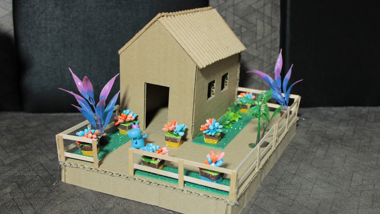 How To Make A Easy Cardboard House // DIY Cardboard House Craft - YouTube