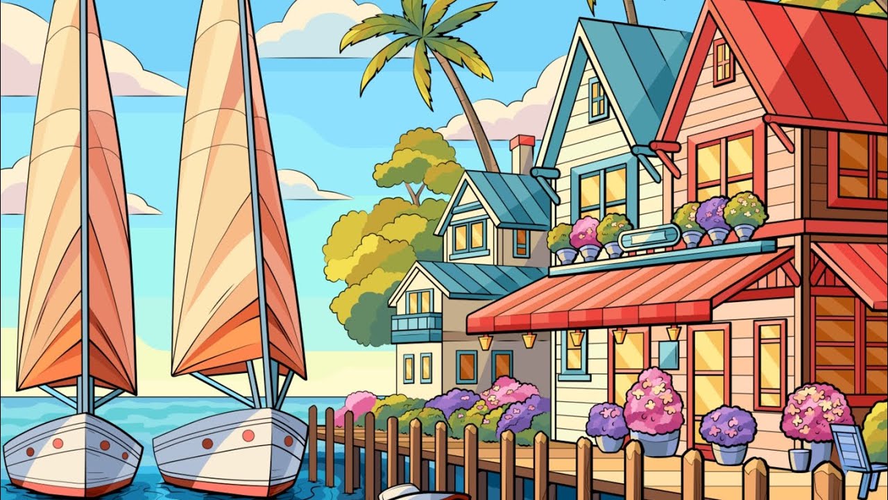 Summer Vacations Island Zen Color App #Paintbynumbers #colorwithme # ...