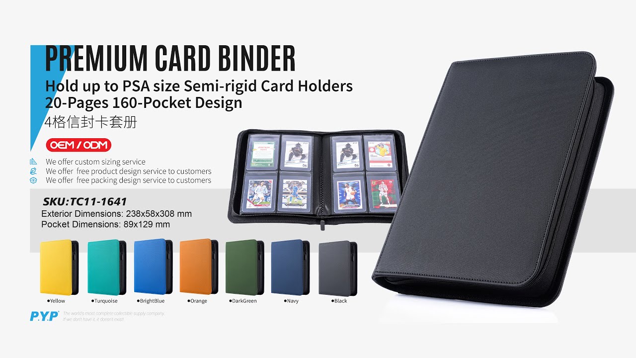 4 Pocket Card Binder for Semi Rigid Card Holder Holds 160Pcs Hard ...