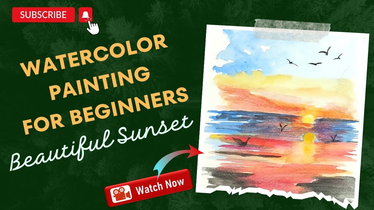 Watercolor Painting | Colorful Sunset | Step by Step for Beginners ...