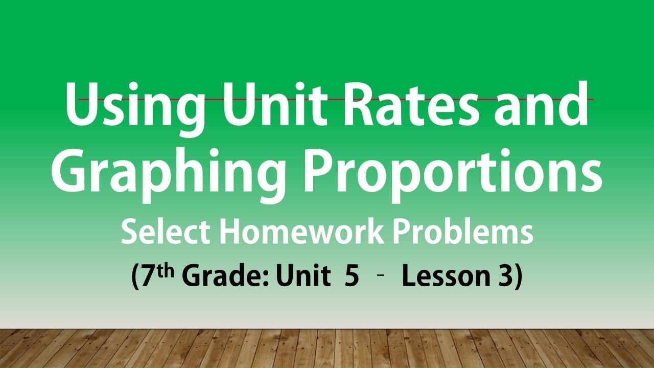 Using Unit Rates and Graphing Proportions (Select Homework Problems ...