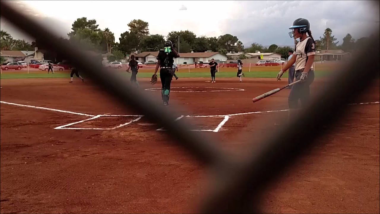 Makayla's 1st Pitch Over The Fence HR - YouTube