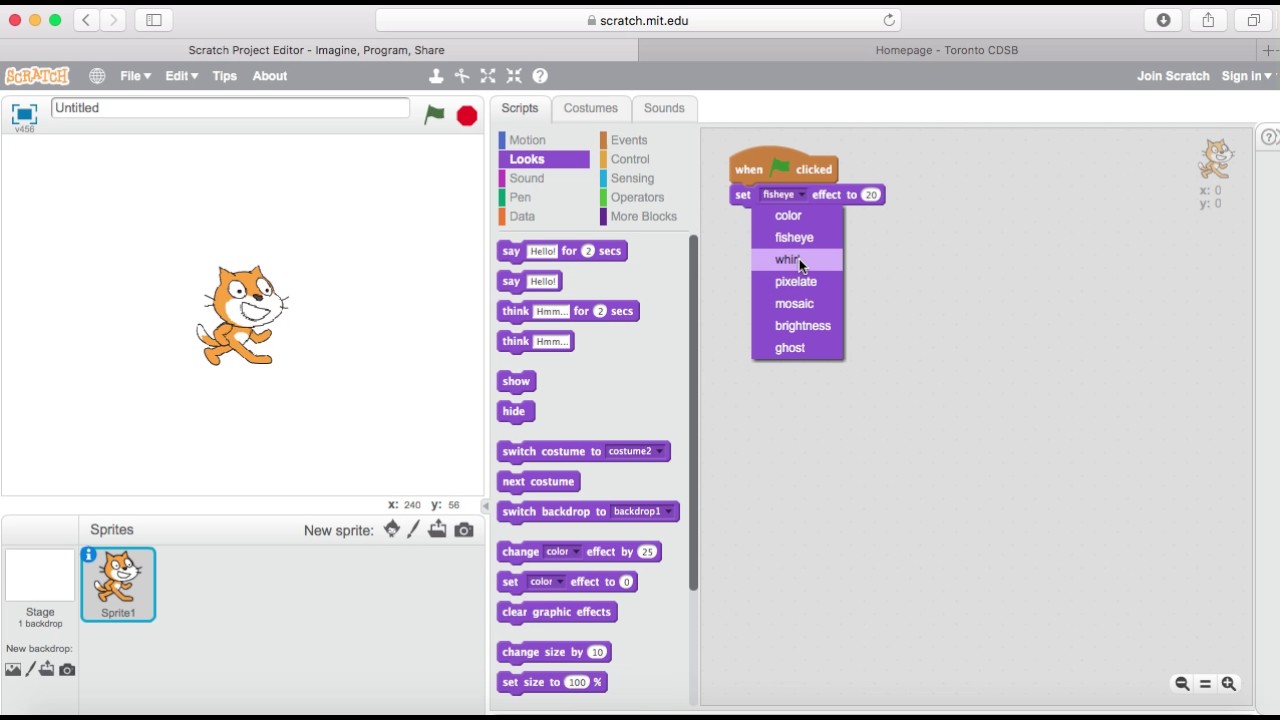 Set Effect To Scratch Looks Blocks Purple - YouTube