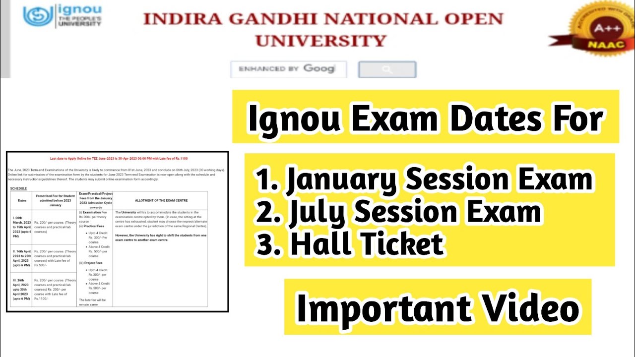 Ignou Exam Dates For January And July Session | Mister Ignou #ignou # ...