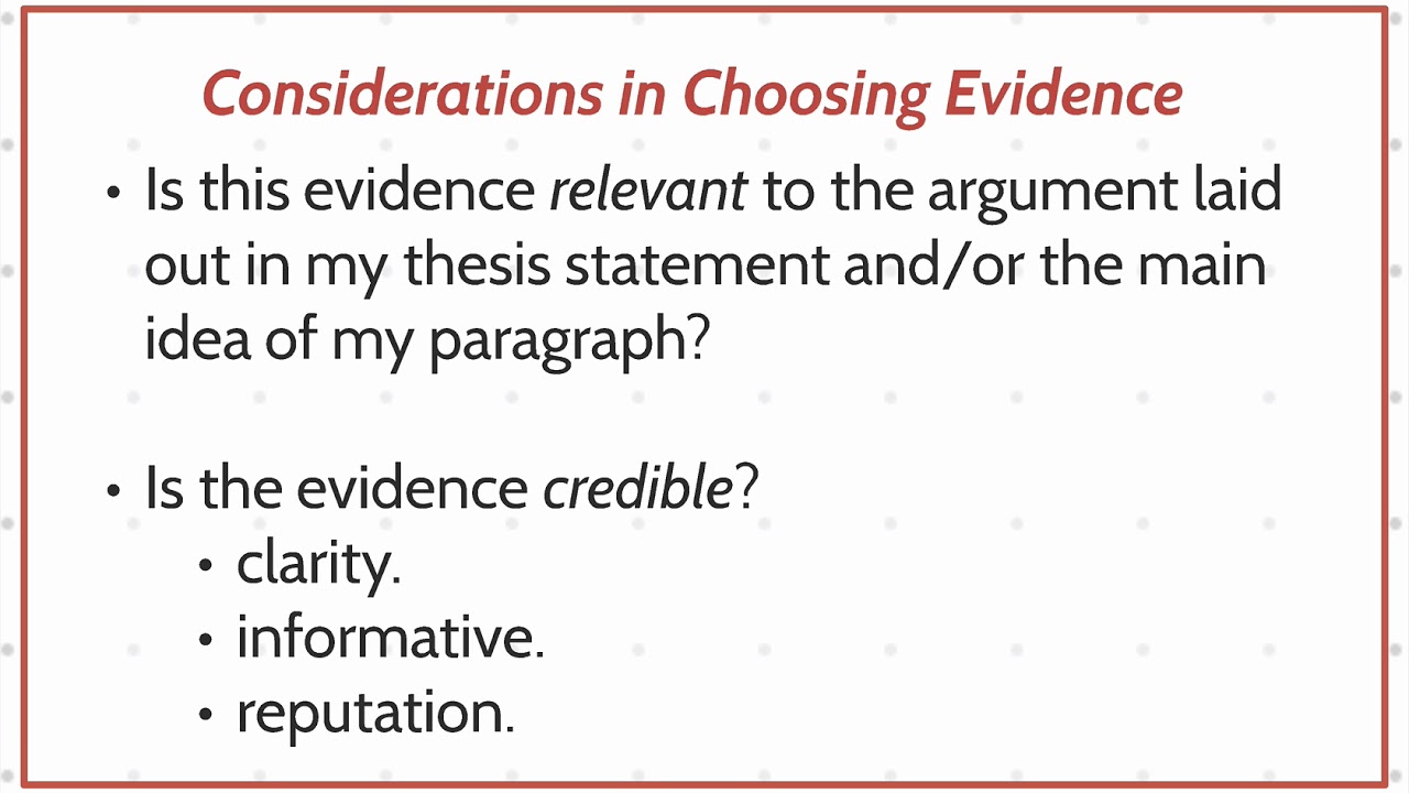 HON 111 Writing Micro-Lesson # 5: Effectively Utilizing Evidence - YouTube