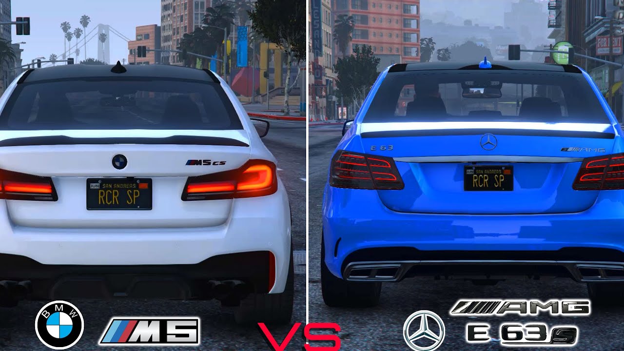 BMW m5 Cs vs AMG E63 Mercedes long track drag race | Realistic car Race ...