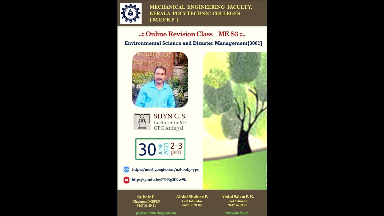 ONLINE REVISION CLASS -ENVIRONMENTAL SCIENCE AND DISASTER MANAGEMENT ...