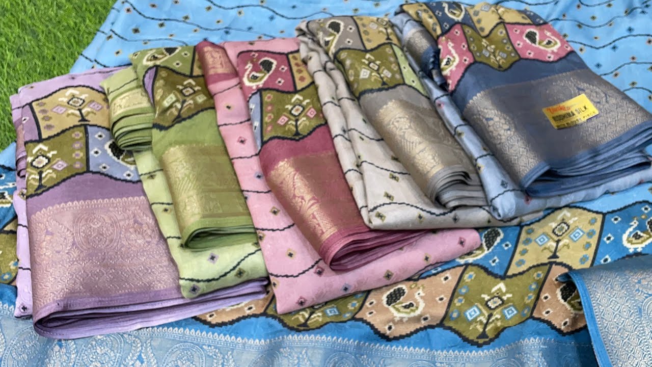 Georgette self Jakard print kalamkari design weaving jakard border ...