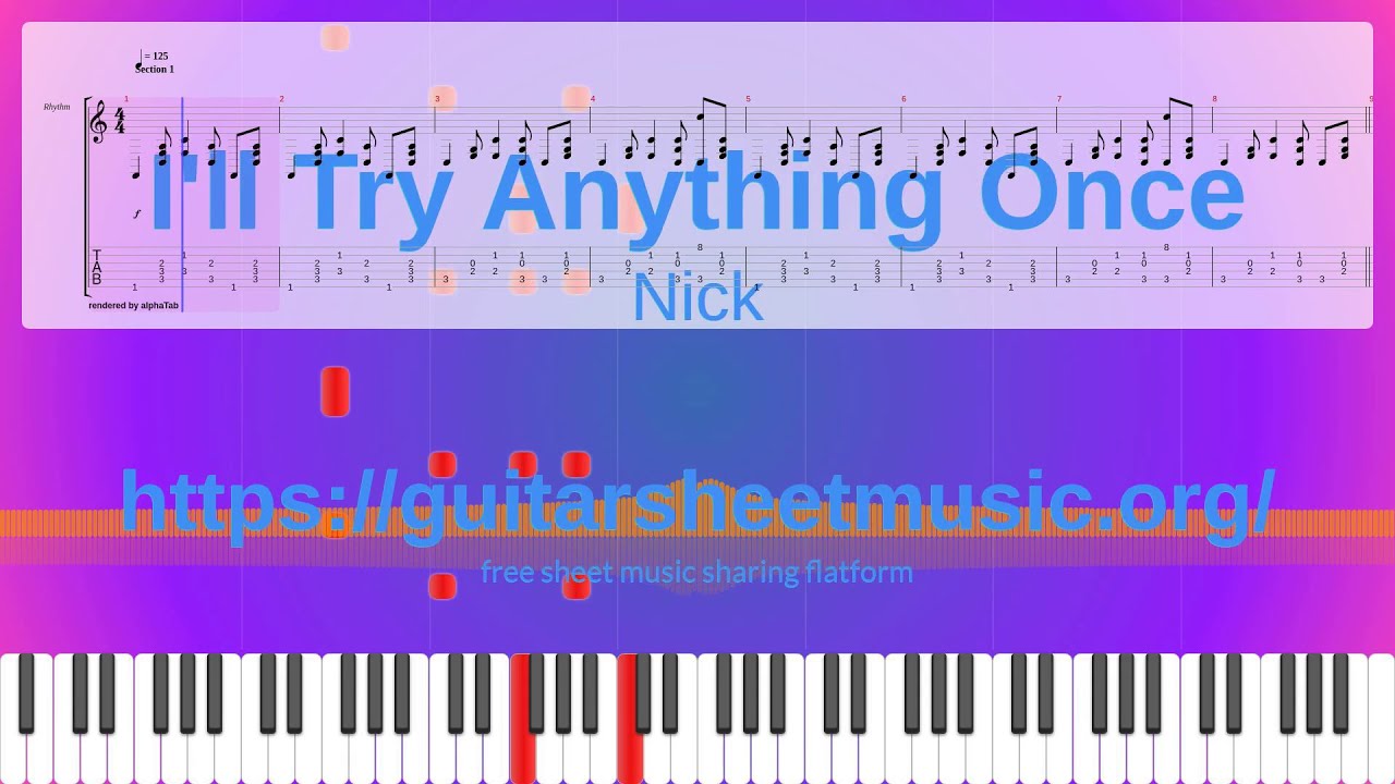 I'll Try Anything Once Sheet Music Free, Nick Synthesia Piano - YouTube