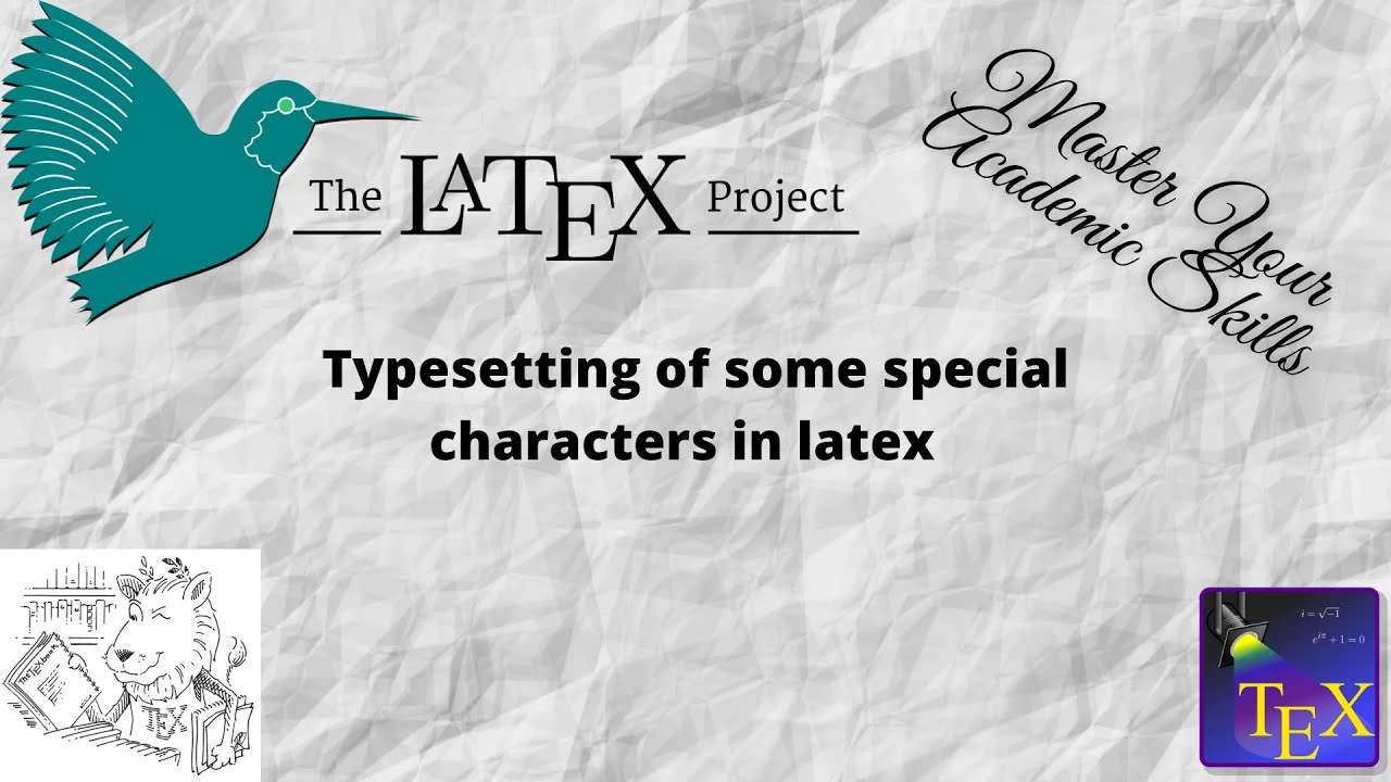 Latex tutorial: 2.2 Typesetting of some special characters in latex ...