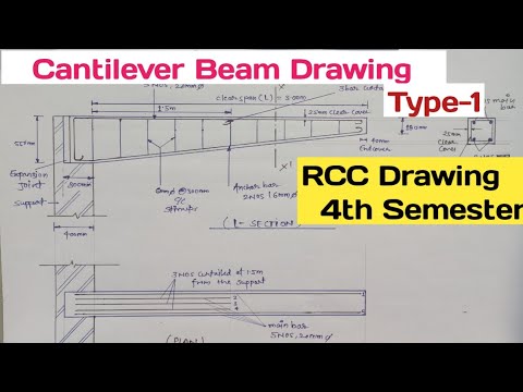 Cantilever Beam Drawing | RCC Drawing | Civil 4th Semester RCC Drawing ...