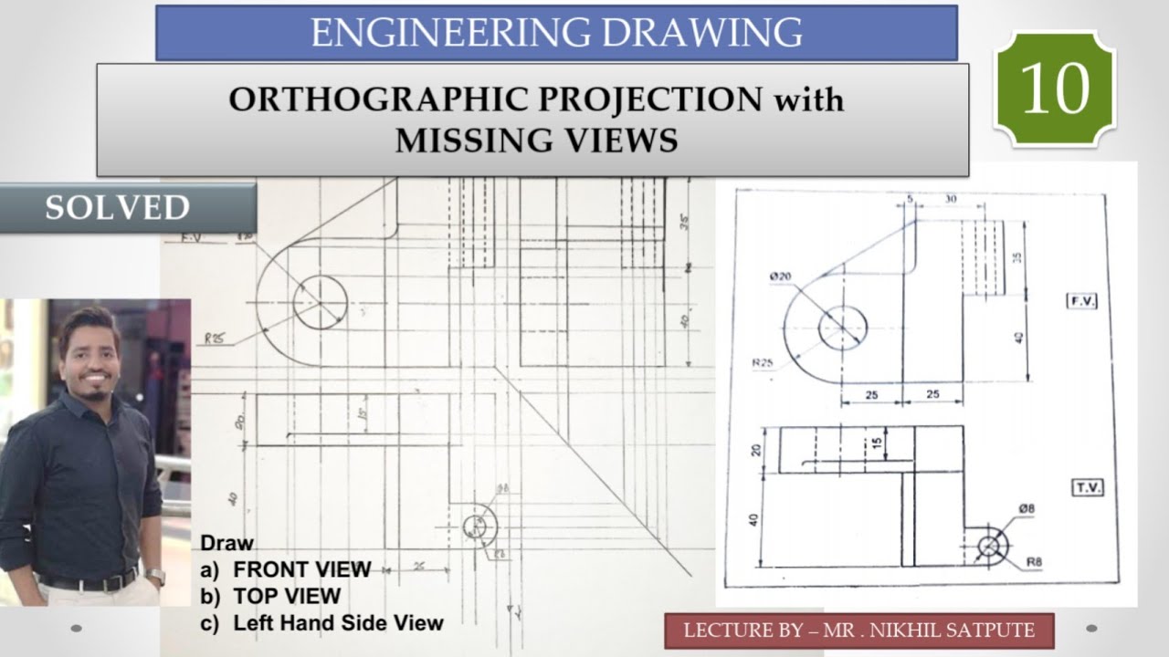 Engineering Drawing | Orthographic Projections Problem 10 | Learn with ...