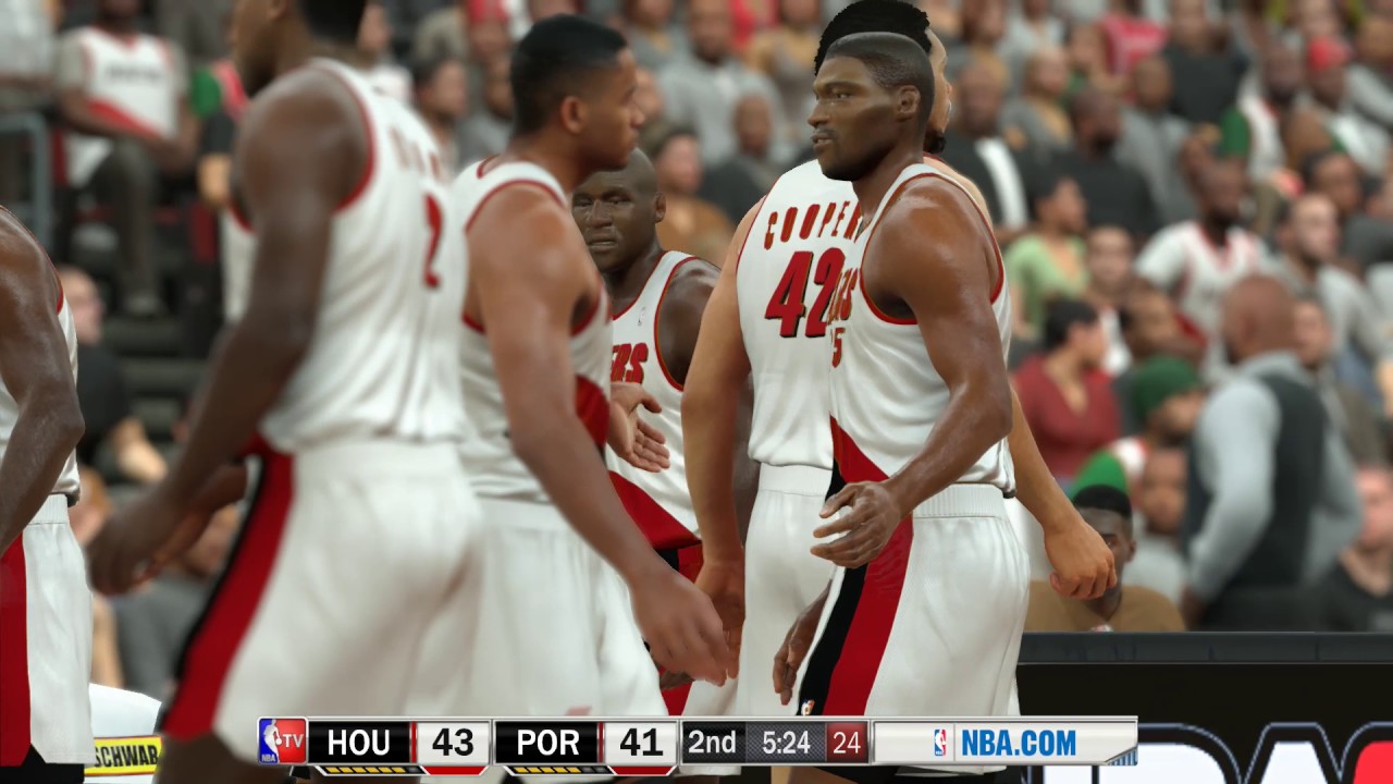 NBA 2K17 - 91-92 Trail Blazers Season - Game 1 - Vs 93-94 Rockets - 2nd ...