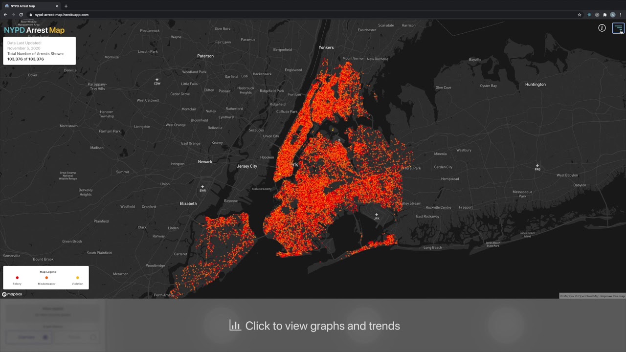 NYPD Arrest Map - React, Express, Node.js Data Visualization Project - YouTube