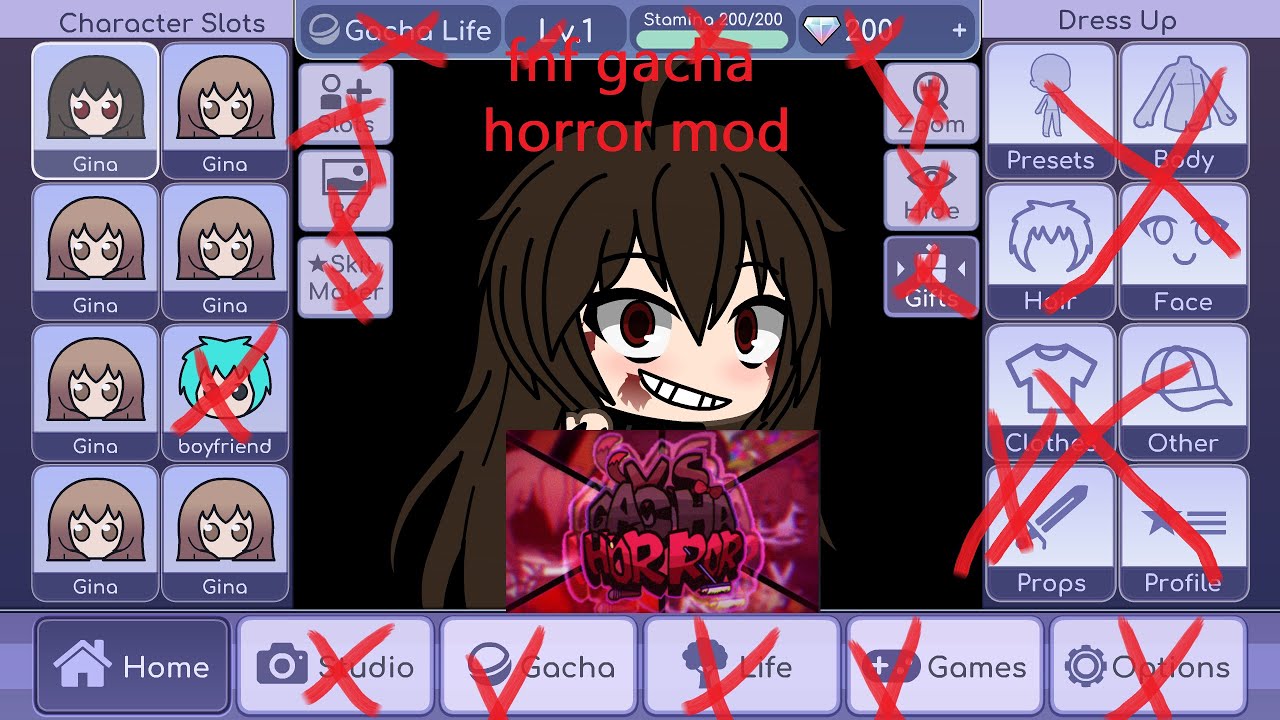 fnf (gacha horror) mod /#gacha horror - YouTube