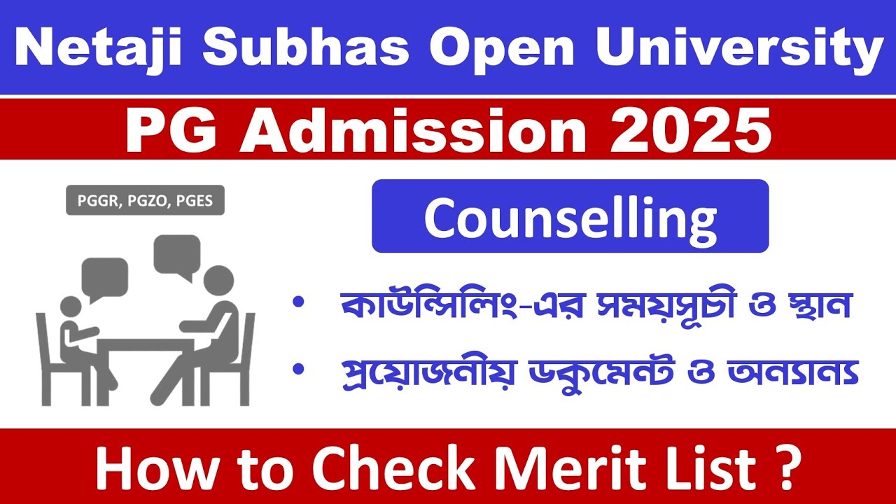 NSOU PG Admission 2024-2025 Counselling: Process, Guideline, Schedule & Venue - YouTube