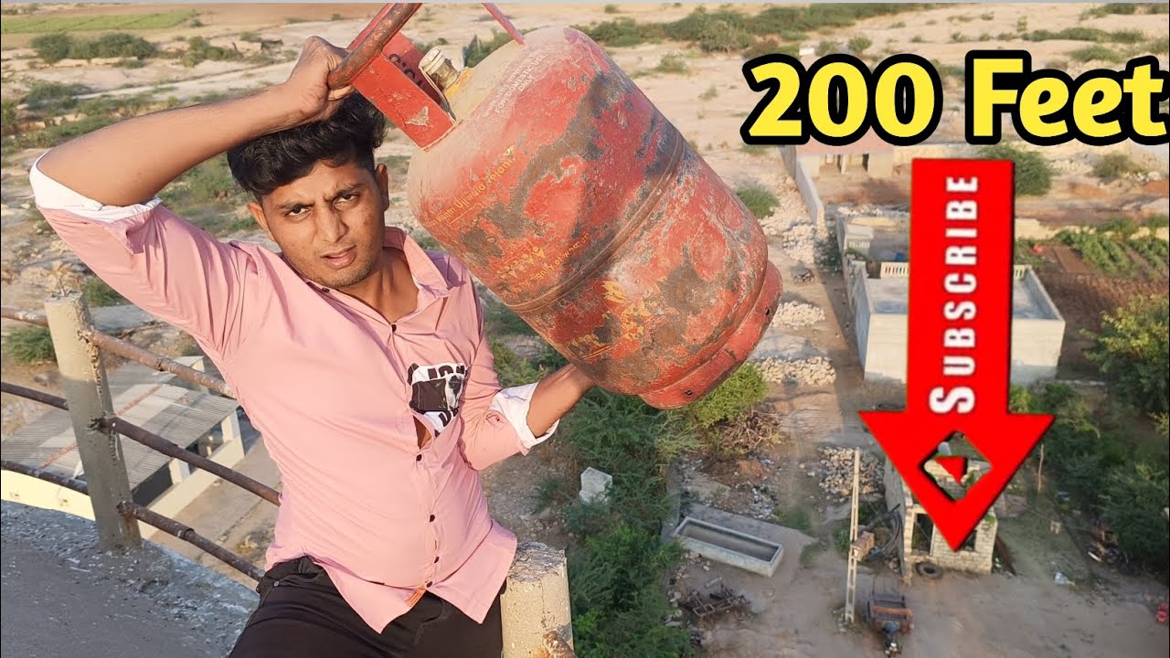 Dropping Gas cylinder from 200 feet //gas cylinder 200tanki - YouTube