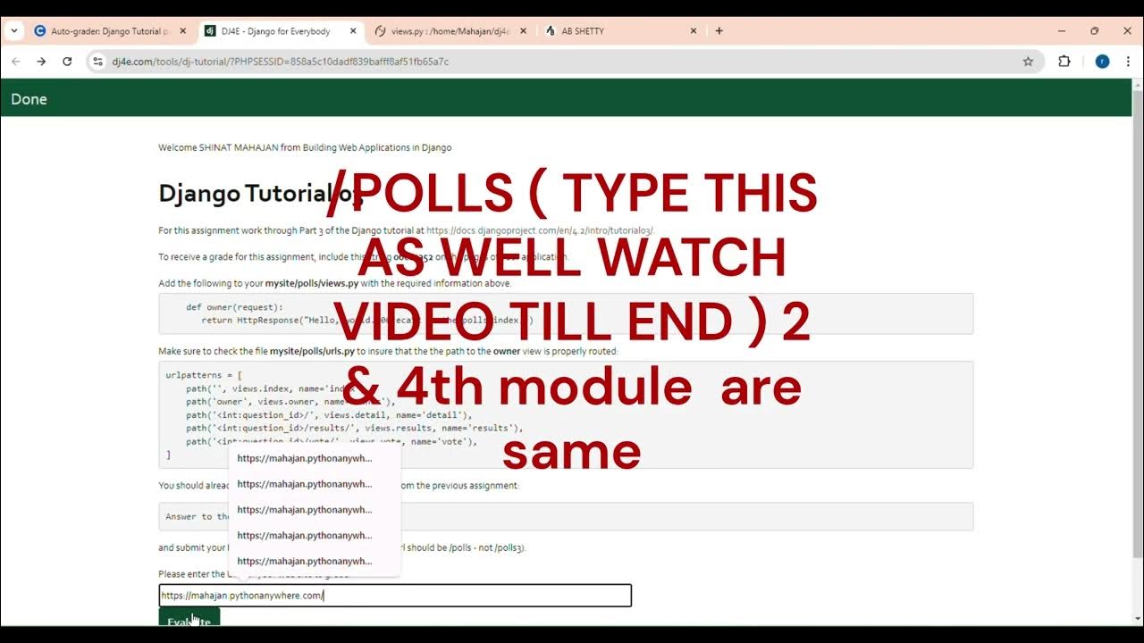 MODULE-2 & 4 of Building Web Applications in Django || Auto-grader: Django Tutorial part 3 - YouTube