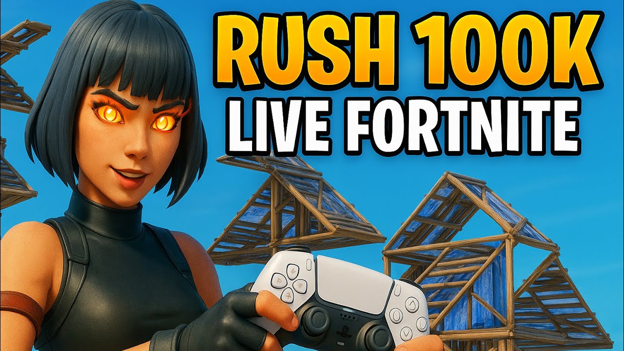 🔴LIVE FORTNITE RUSH 100K AVEC VOUS 🎉 !!À LA MANETTE 🎮 |HANDCAM VENEZ ...