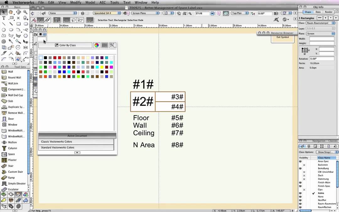Space Label Improvements in Vectorworks 2012 - YouTube
