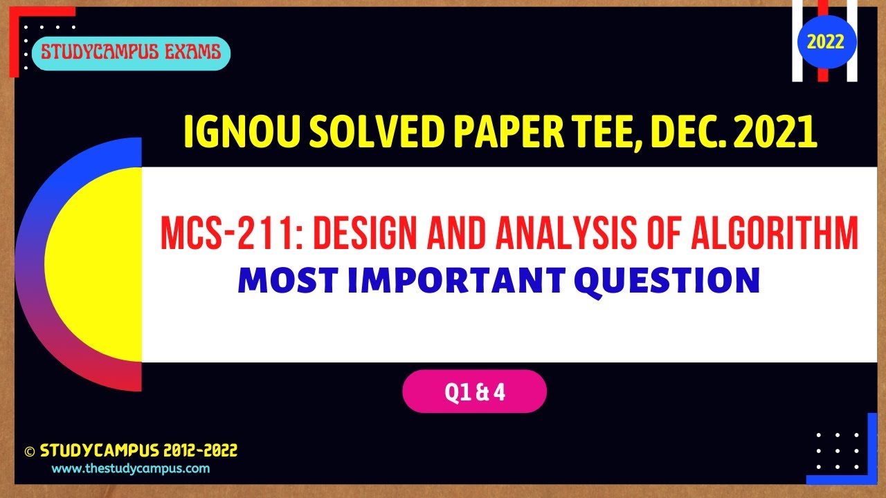 Mcs 211 Solved Question Paper Design And Analysis Of Algorithm Tee D21 Youtube