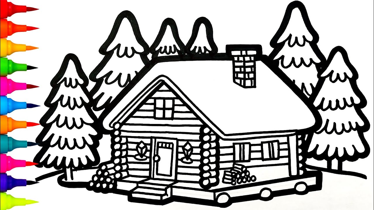 How to Draw a Christmas Winter House 🎄🏡 ️ | Easy Christmas House ...