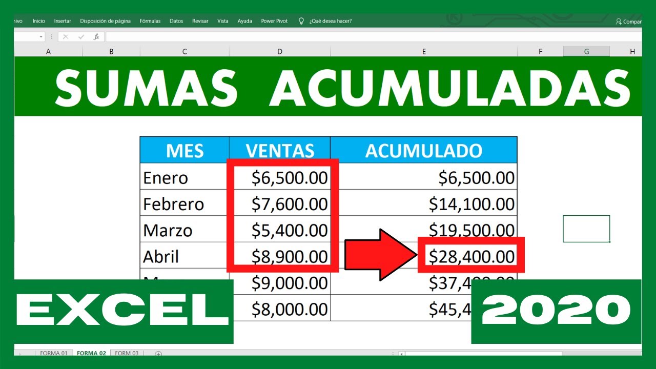 como hacer SUMAS ACUMULADAS en EXCEL ( 3 formas) - YouTube