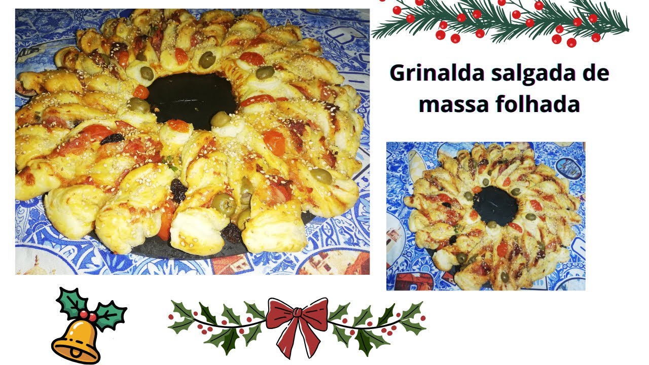 Grinalda salgada de massa folhada #natal #receitassalgadas - YouTube