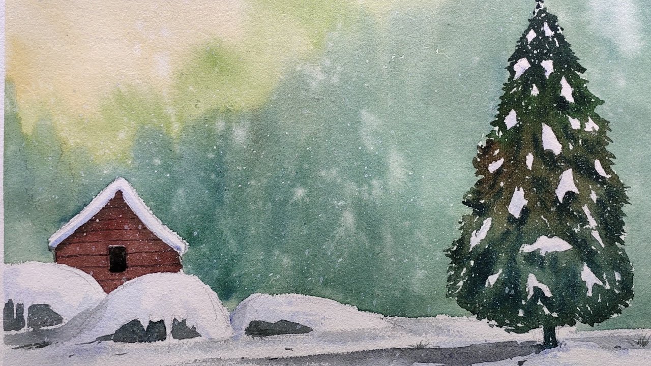 Easy Christmas Tree Card For Beginners | Watercolor Painting Tutorial ...