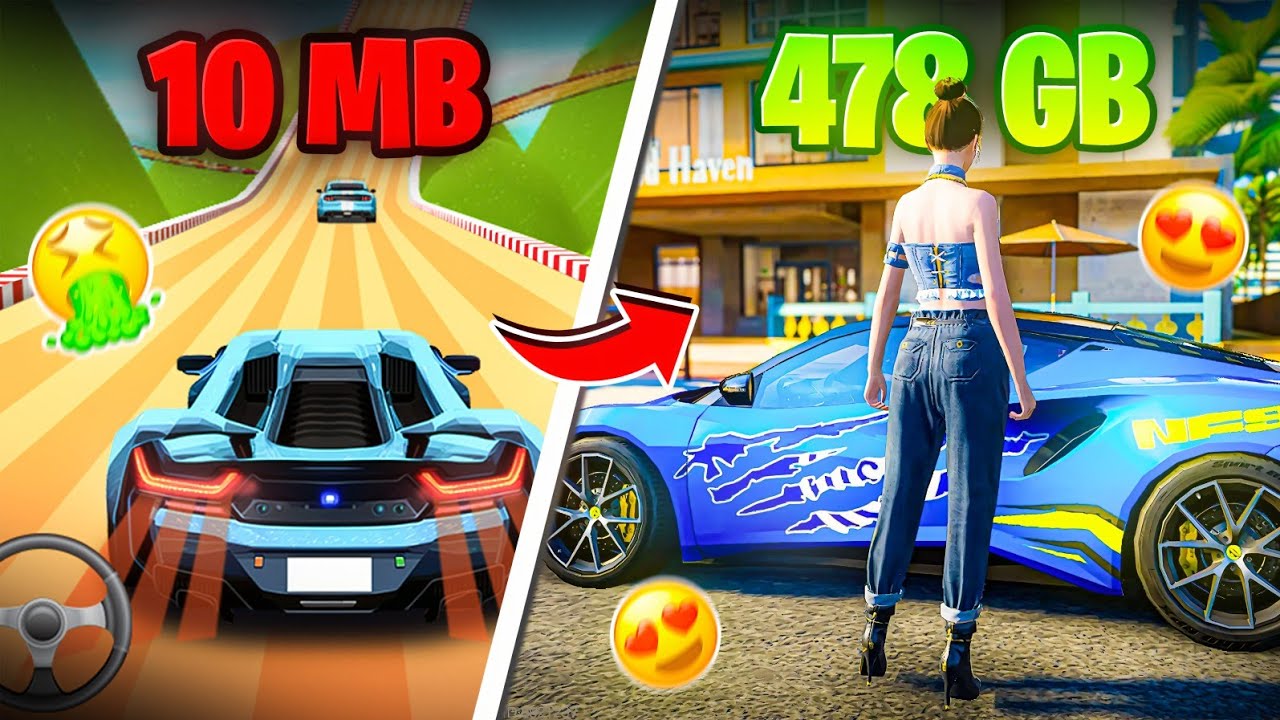 1MB VS 478GB CAR RACING GAME INSANE GRAPHICS 😱 - YouTube