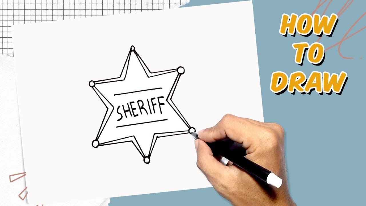How to Draw Sheriff Badge - YouTube