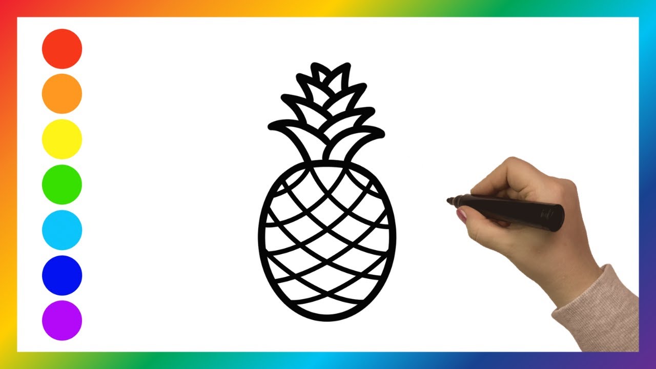 Ich zeichne eine Ananas 🍍 Drawing a Pineapple | Painting and Coloring ...
