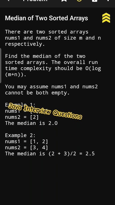 java Interview Questions || Median Of Two Sorted Arrays #programmingclass #javacourse #java ...