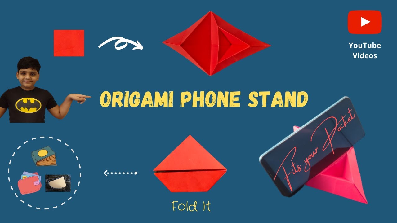 Origami Phone Stand that fits your Pocket - Phone Holder DIY - YouTube